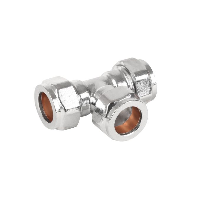 15mm Tee Compression Chrome - Orange Heating Supplies