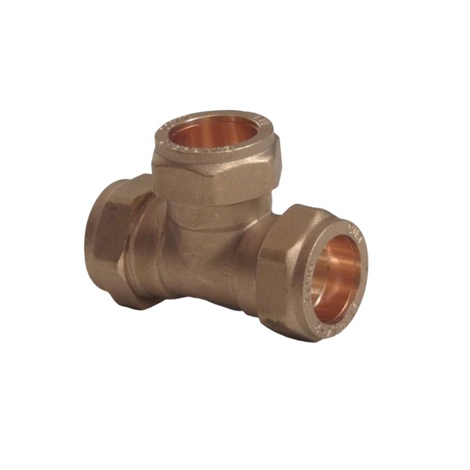 28mm Compression Tee - Orange Heating Supplies