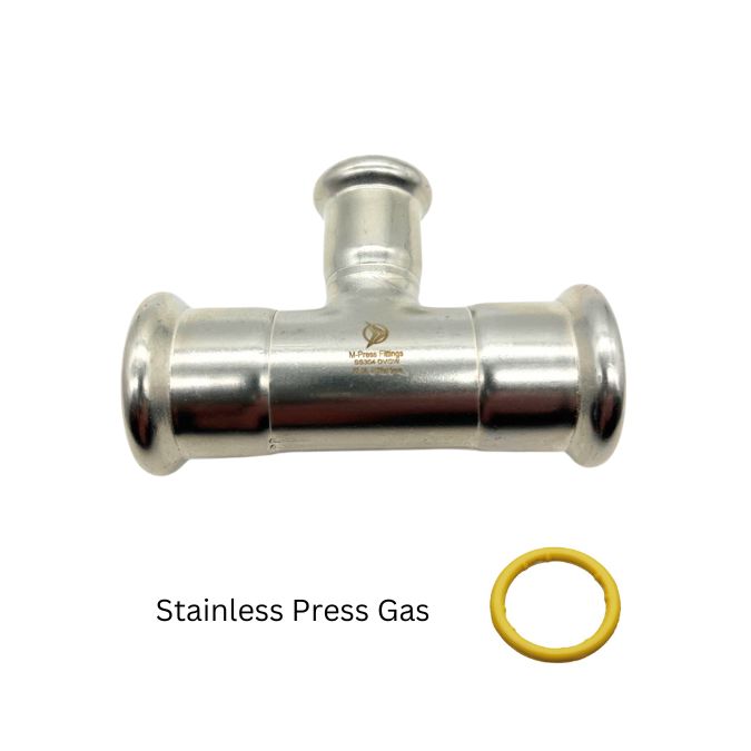 M-Press Stainless Gas 304 54mm x 28mm x 54mm Reducing Tee - Orange ...